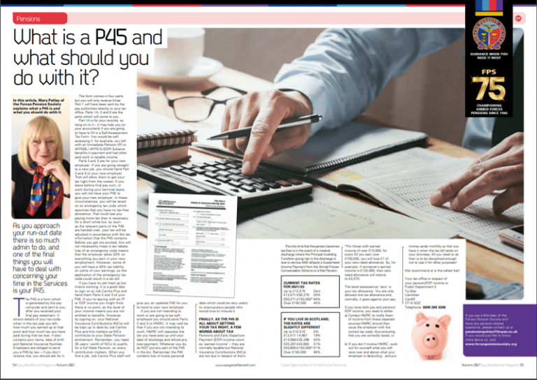 P45? What is it and what should you do with it? - Forces Pension Society